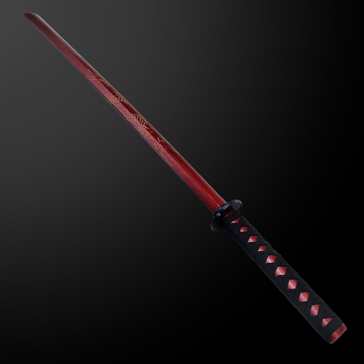 40" Red Bokken Samurai Sword with Dragon Design