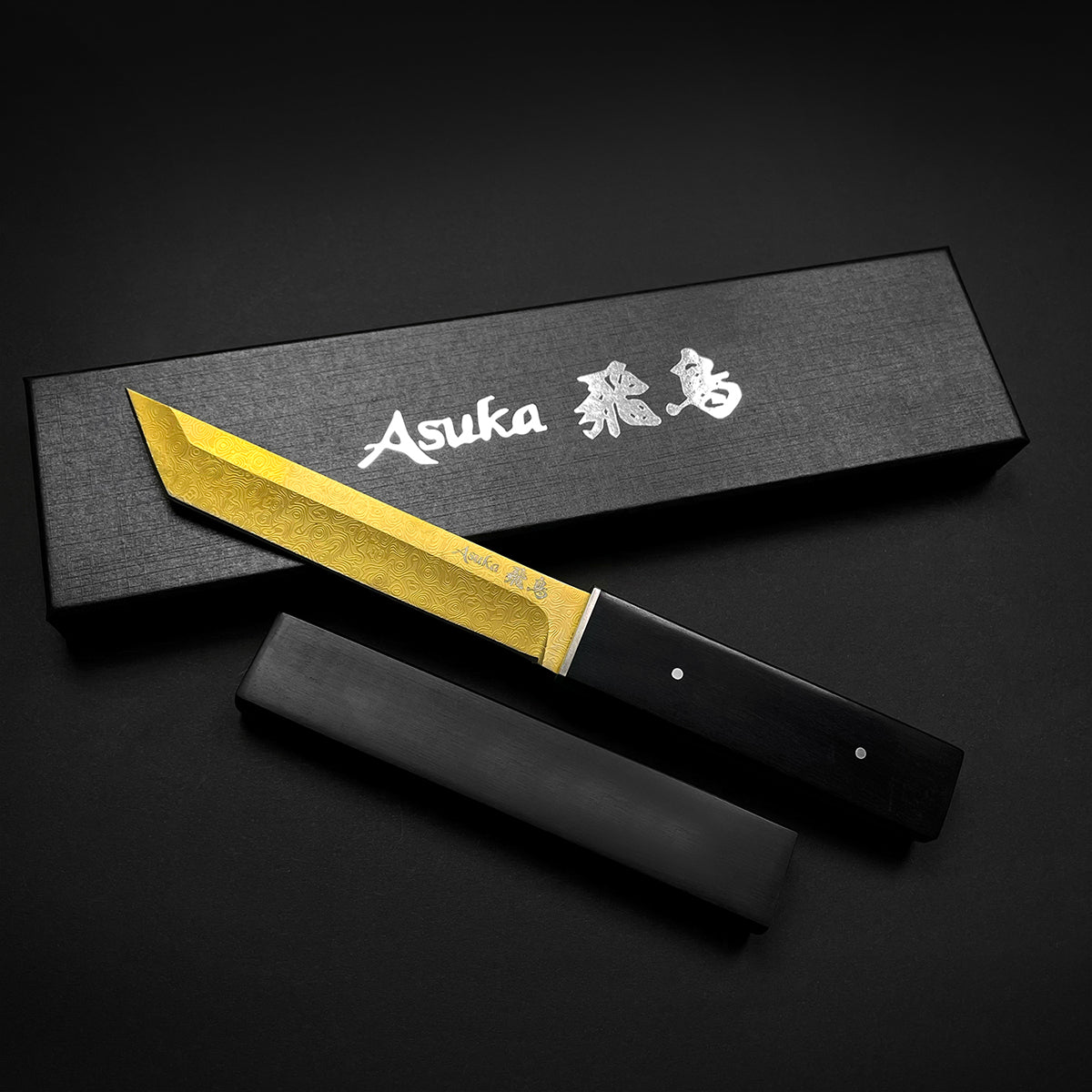 Buy Asuka Gold Damascus Tanto Knife - Musashi Swords